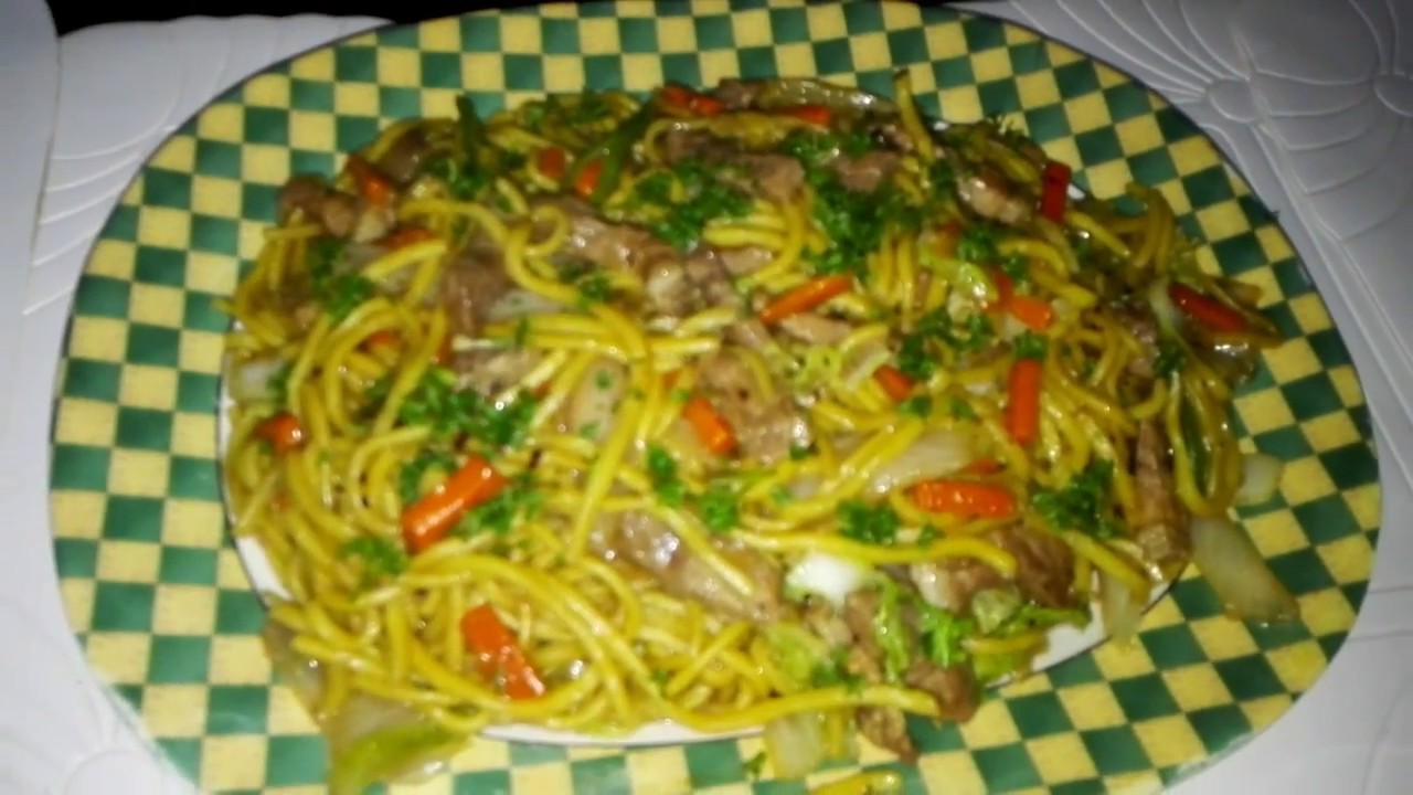 Pansit miki---stir fried fresh noodles - YouTube