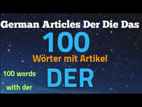 Most common 100 Words with Article [Der] in German Deutsch lernen ...