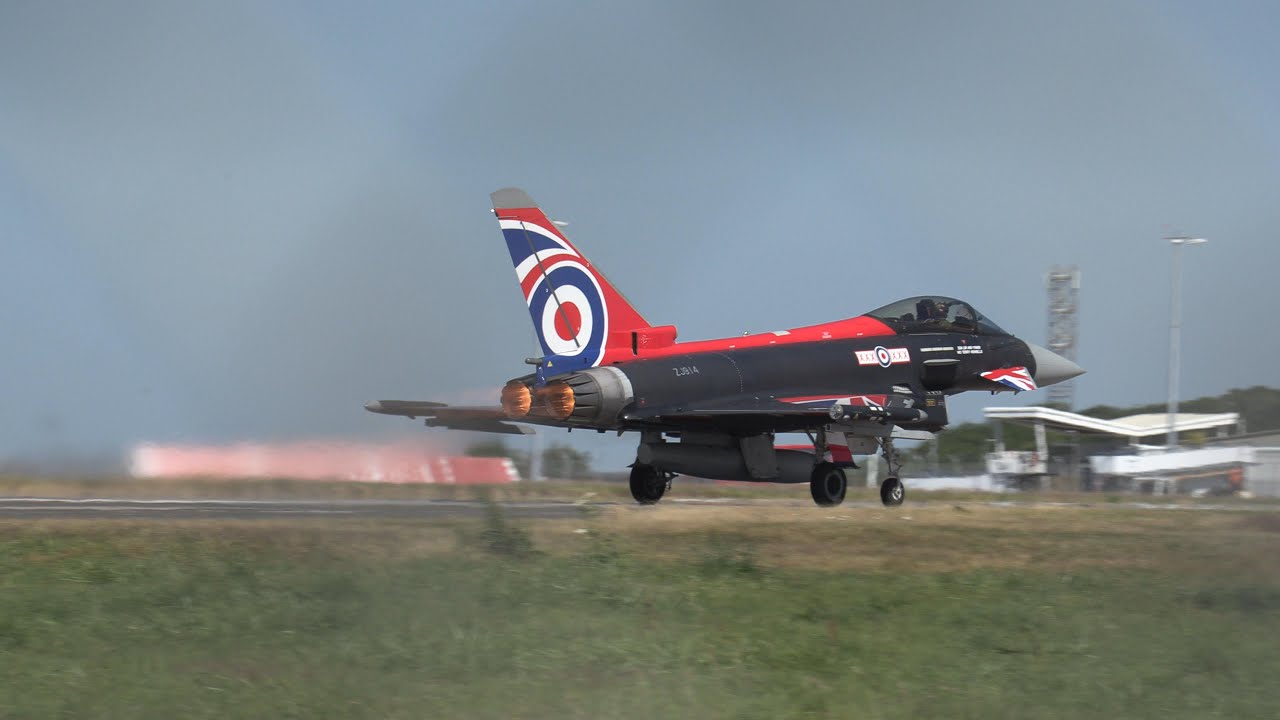 Incredible RAF Typhoon Performance Take Off & Red Arrows, Newquay ...