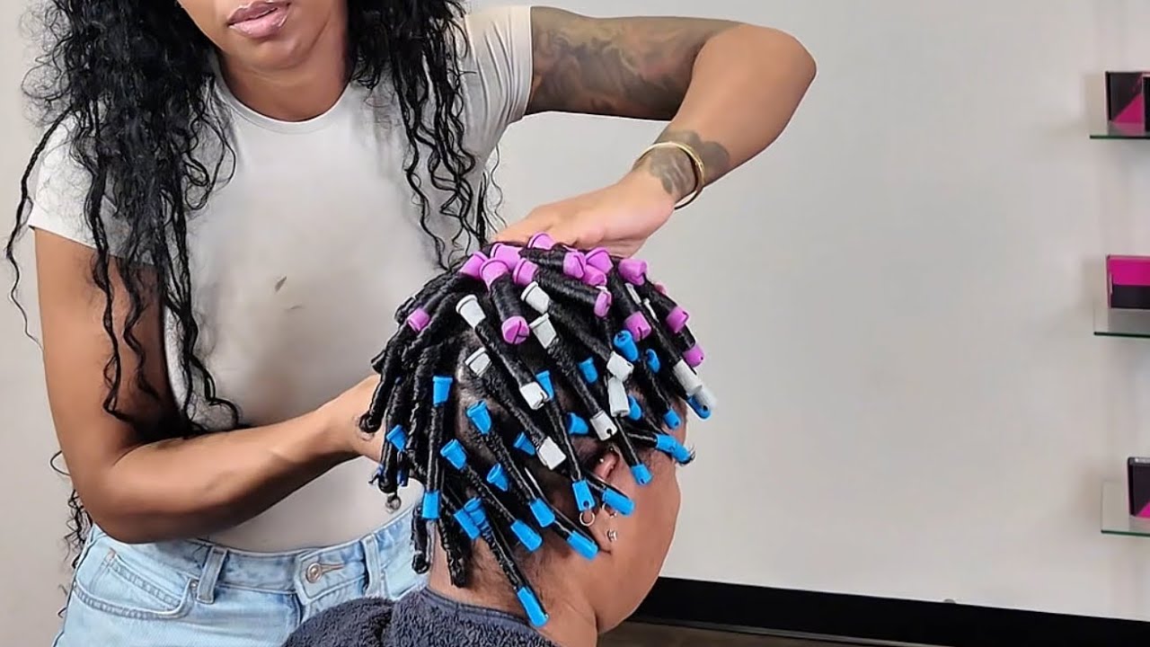 Perm Rod Set on natural hair - YouTube