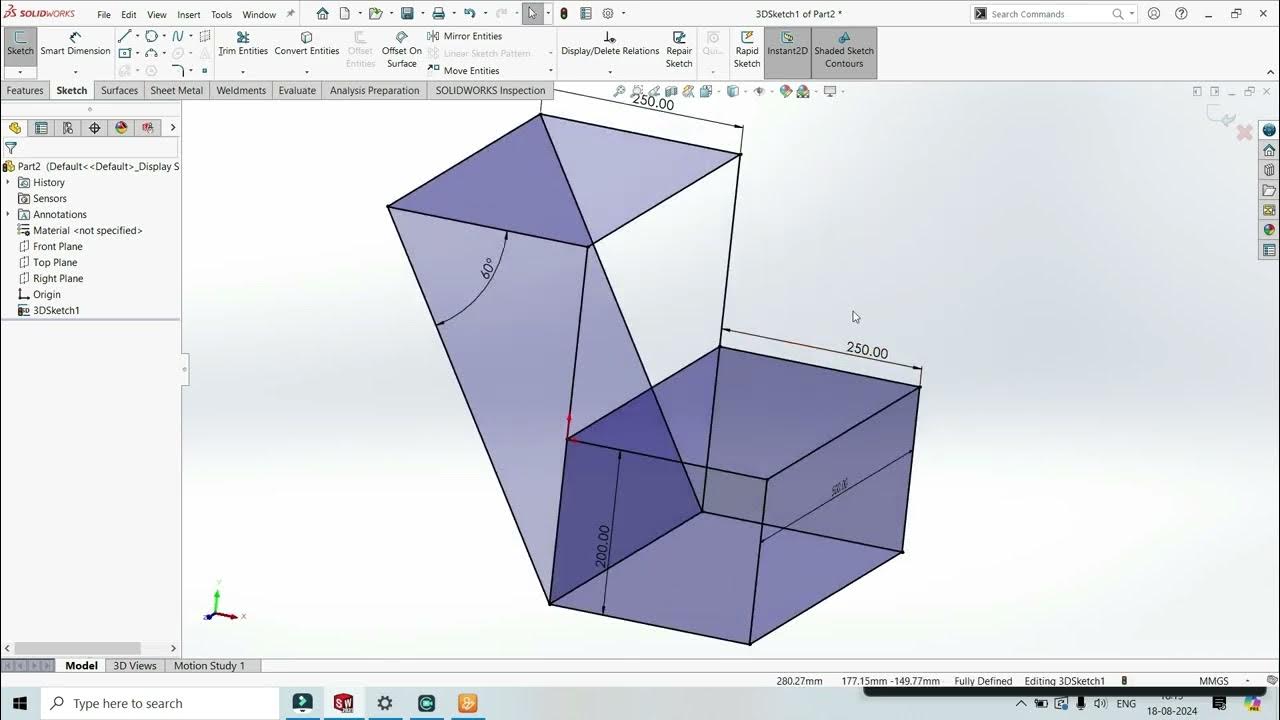 SOLIDWORK TIPS AND TRICK HOW CREATE 3D SKETCH - YouTube