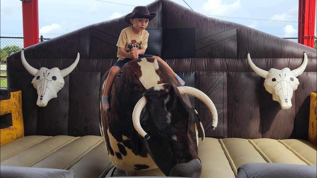 My 4 year old wanted to ride the mechanical bull #bullriding #bull # ...