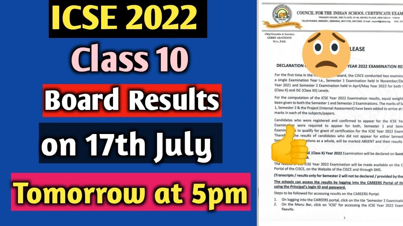 ICSE 2022 Board Results on 17th July (Tomorrow) at 5 pm | Good Luck🤞 ...