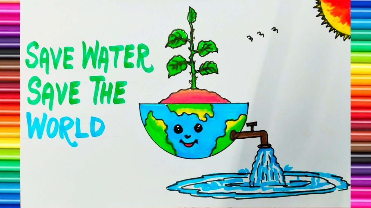 Save Water Save Life Save The World 🌍 Drawing Easy for Compilation ...
