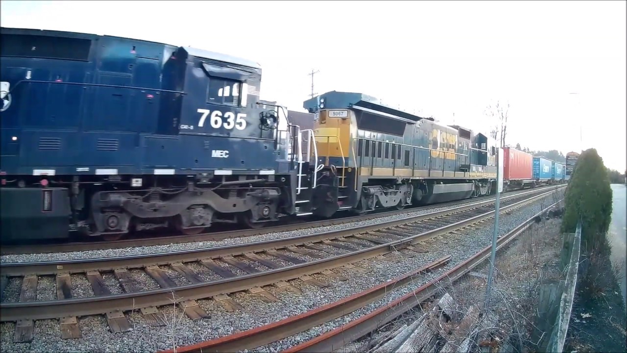 Pan Am Railroad Freight Train with Conway Scenic Railroad Dome Car ...