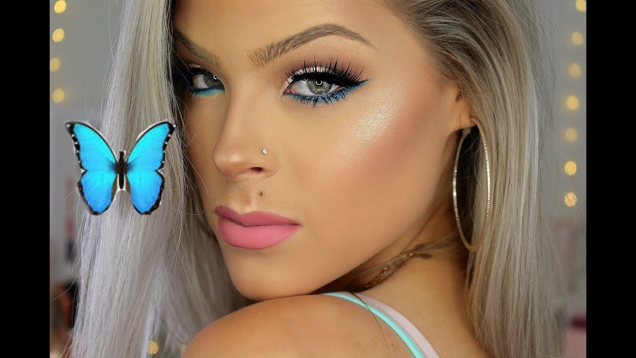 Spring Makeup tutorial | POP of BLUE | Valerie pac - YouTube