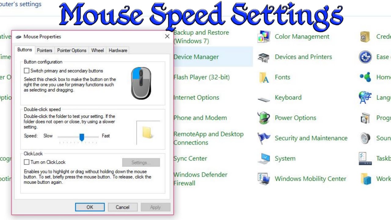 How to Set Mouse Speed - YouTube