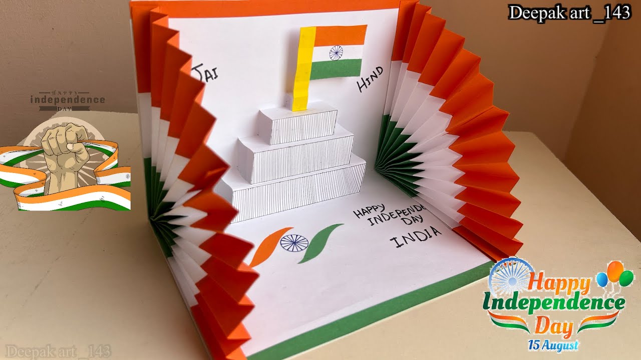 Independence day pop up Greeting Card Making | Handmade Independence ...