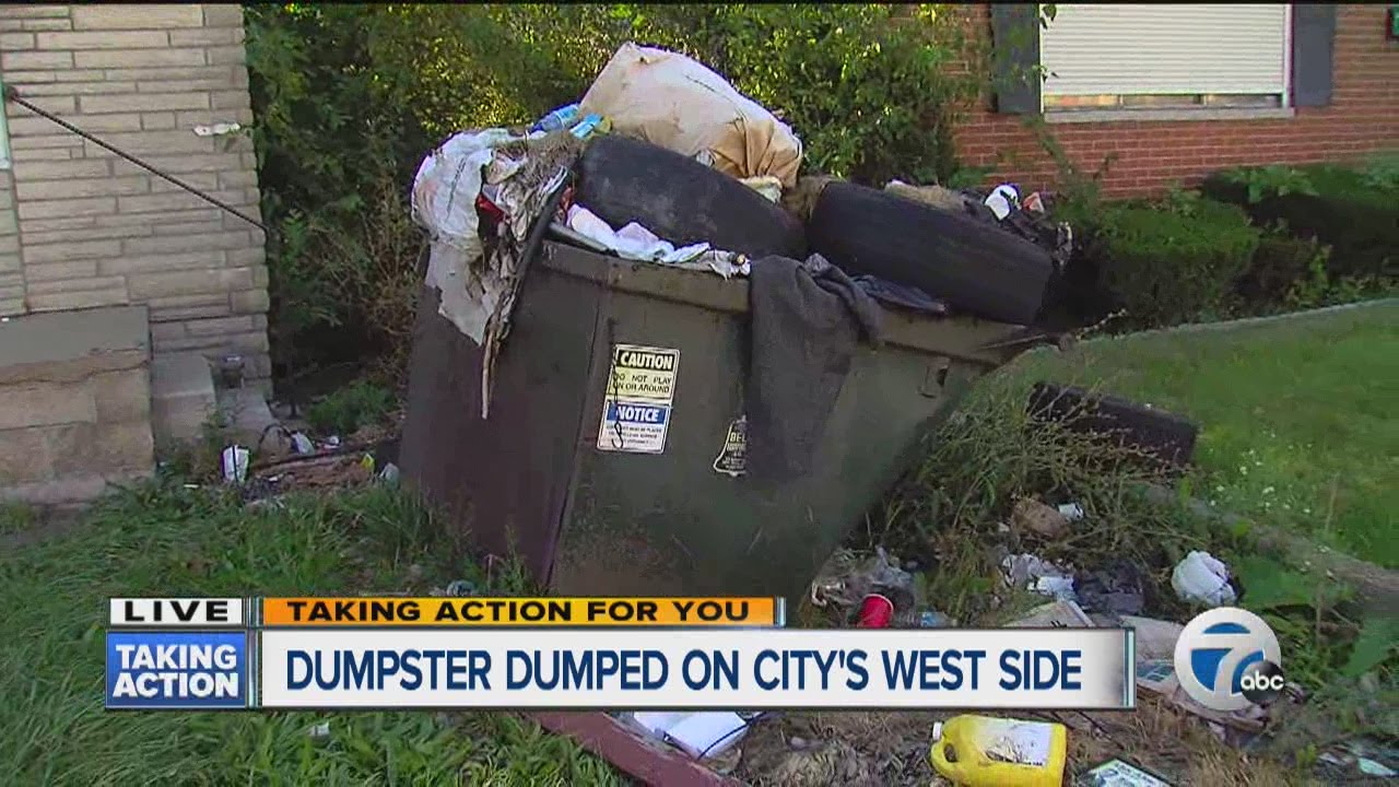 Dumpster dumped in Detroit - YouTube
