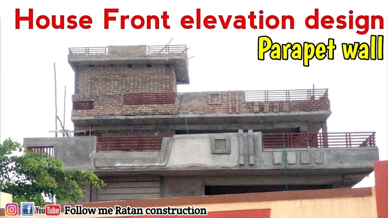 House front elevation design | Front elevation design | parapet wall ...