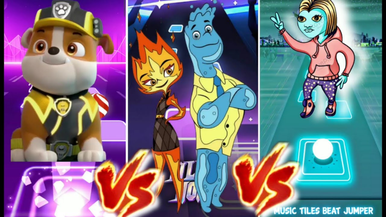 Paw patrol VS elemental VS alien dance VS tiles hop edm rush - YouTube