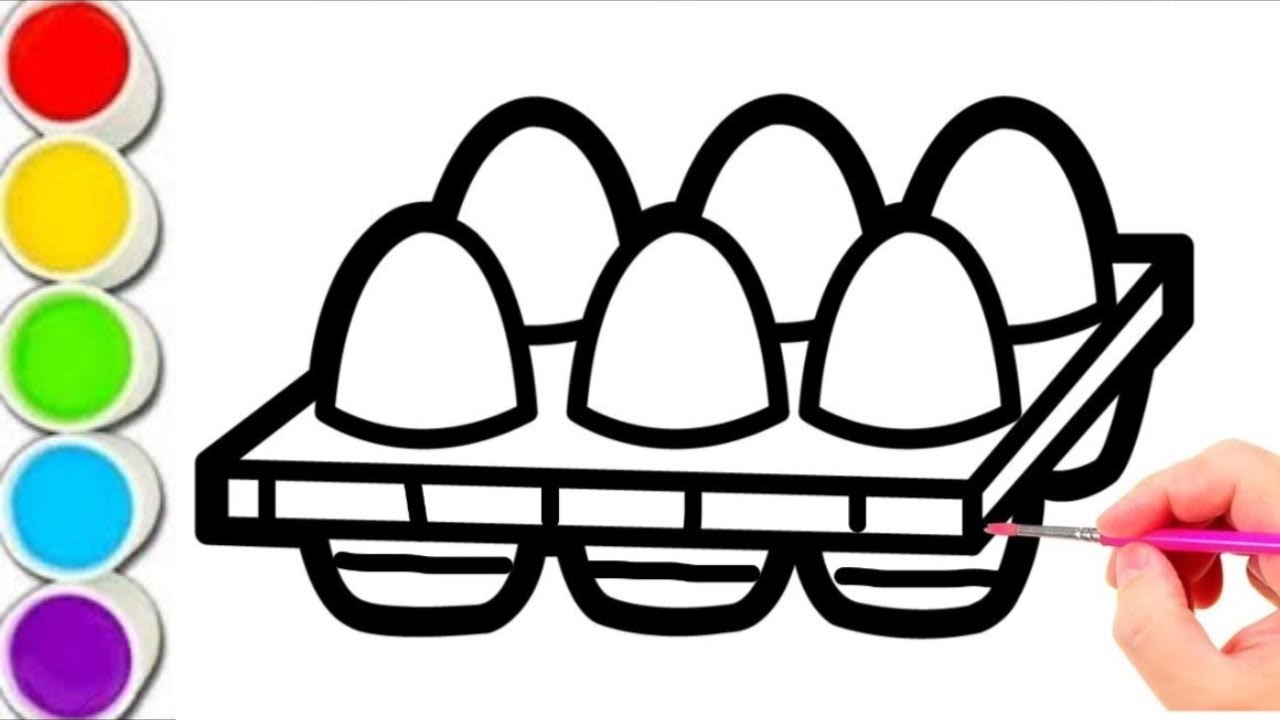 Eggs drawing , Painting and Coloring For Kids and Toddlers - how to ...