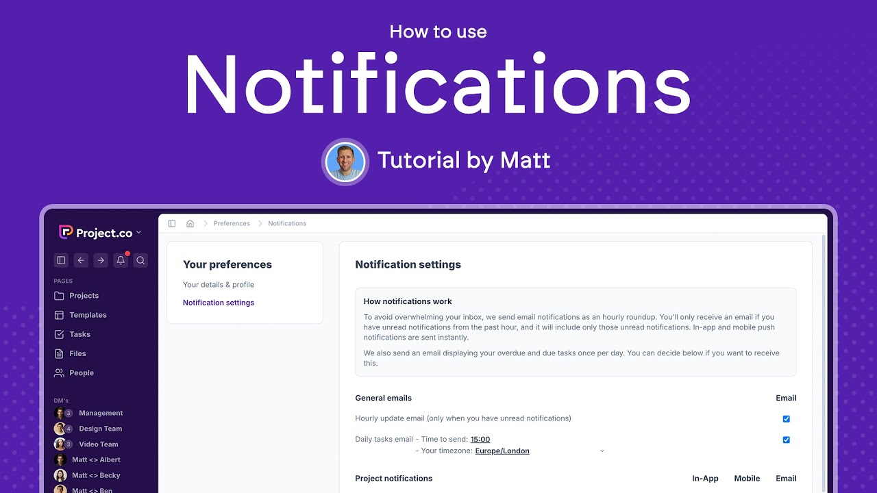 How To Use Notifications In Project.co V3 - YouTube