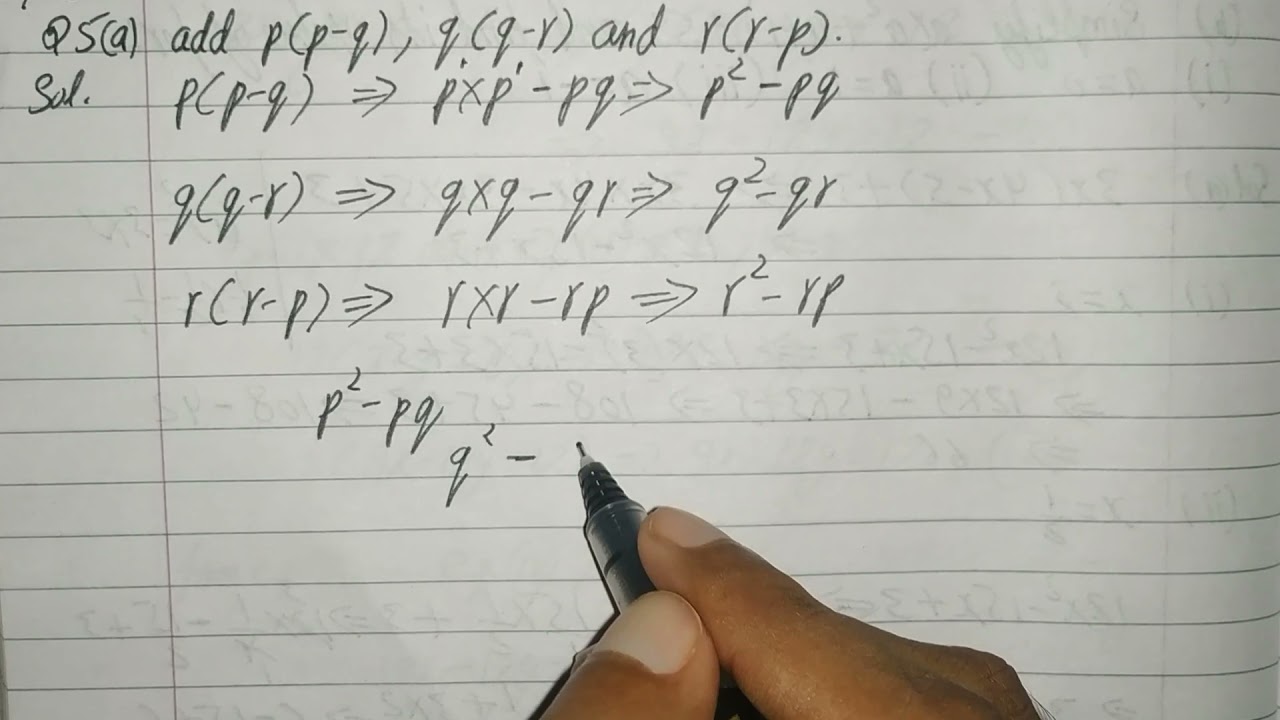 add p(p-q) q(q-r) and r(r-p) | Class 8 Exercise 9.3 Q5 (a) - YouTube