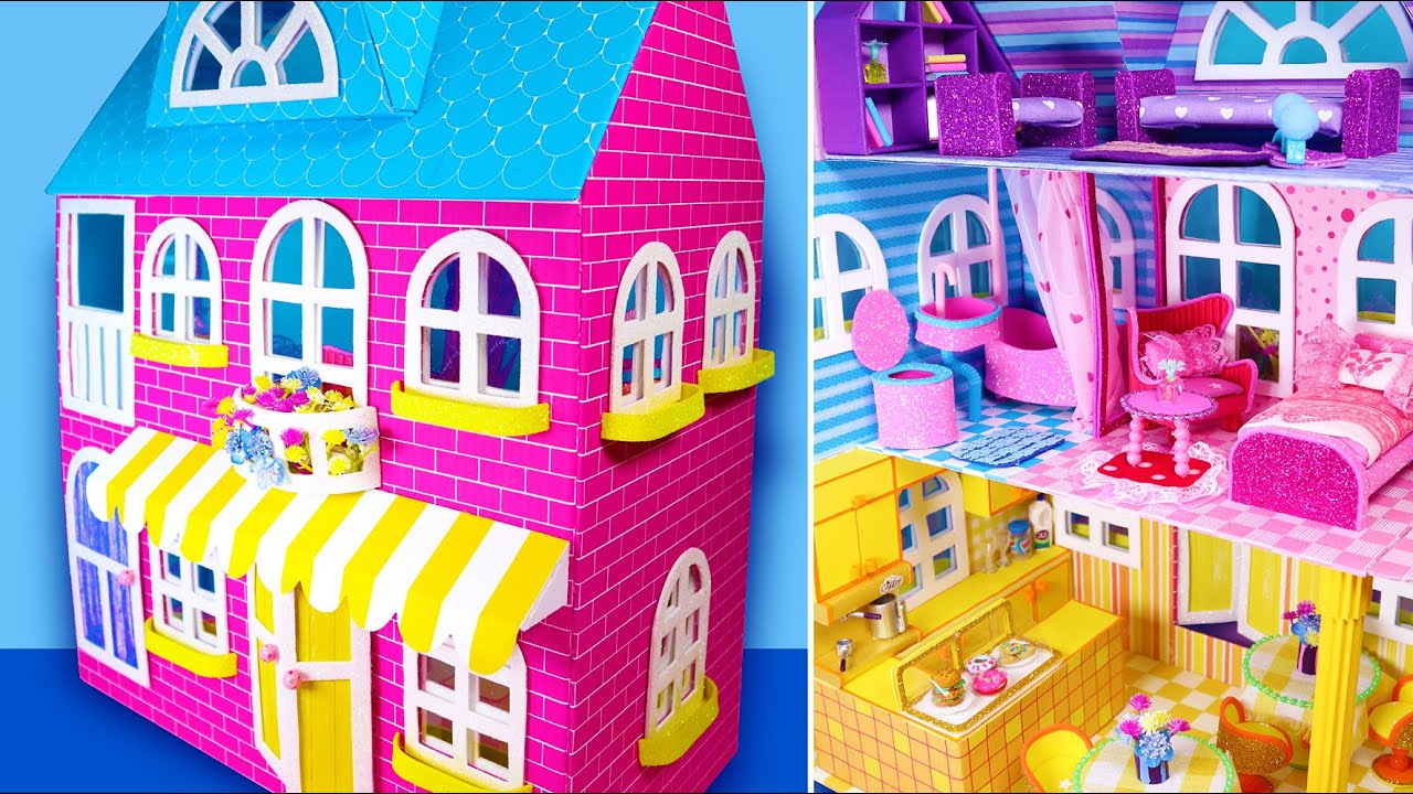 HOW TO MAKE ️ DIY MINIATURE HOUSE WITH CAFE ️ CARDBOARD IN AN EASY WAY ...