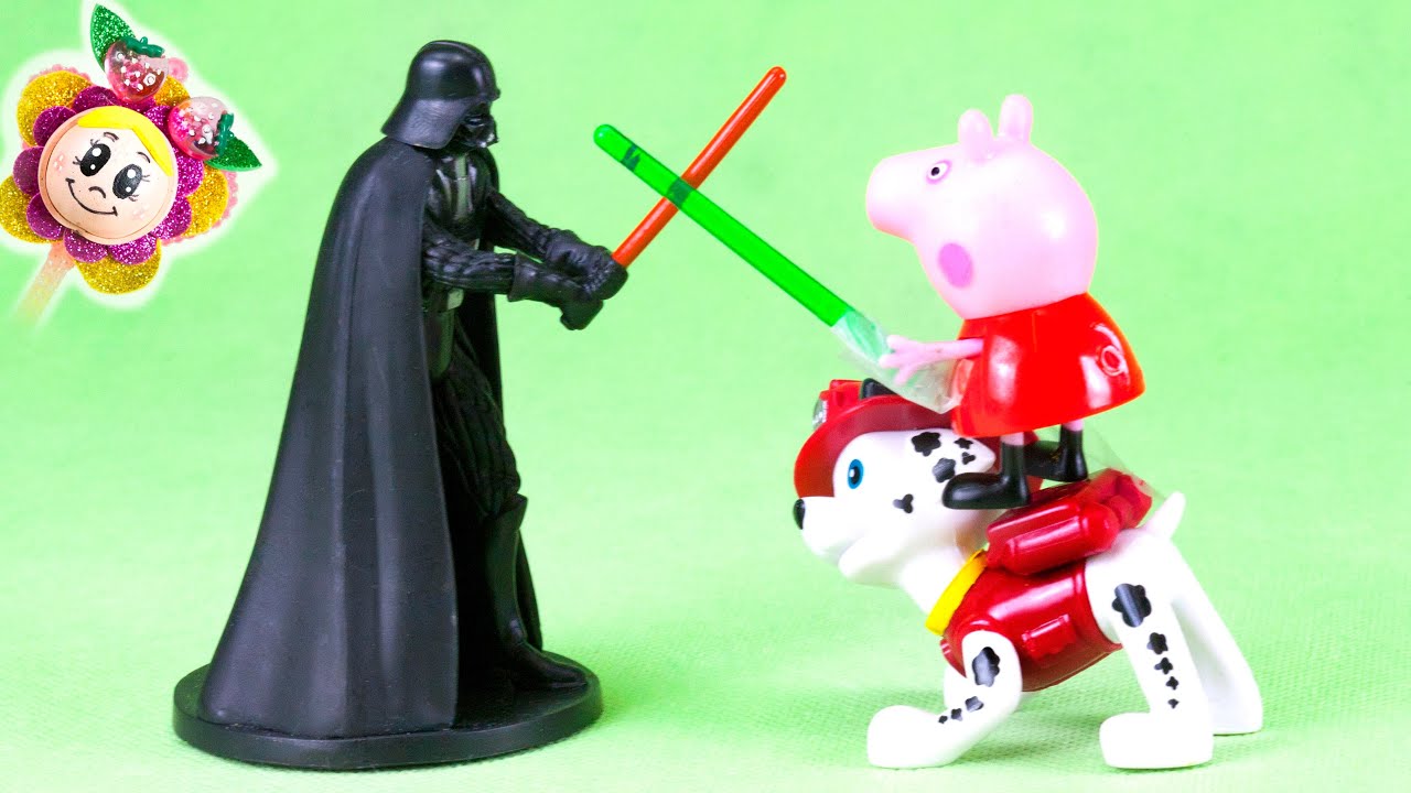 😱 PEPPA PIG y la PATRULLA CANINA contra DARTH VADER de Star Wars Guerra ...