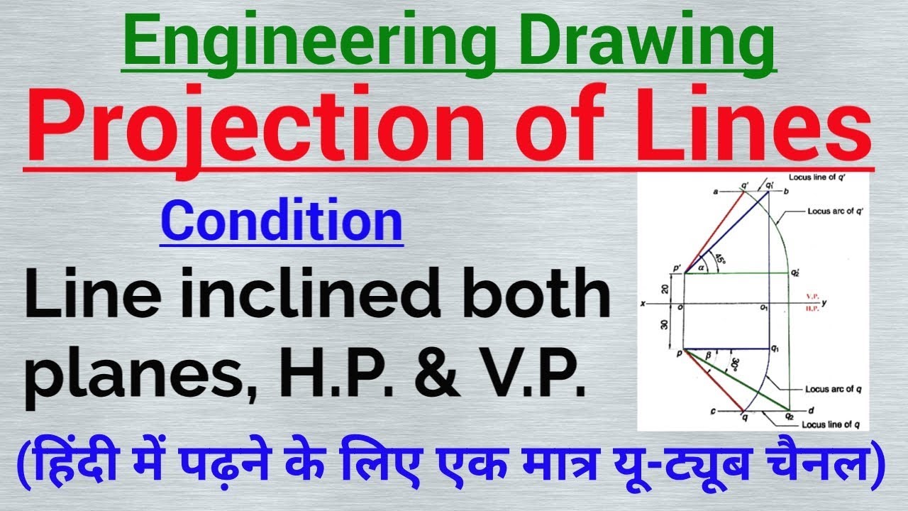 line inclined to both hp and vp, projection of lines in engineering ...