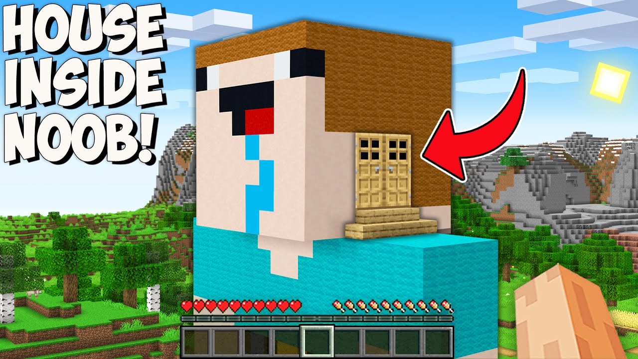 I found GIANT NOOB HEAD BLOCK BASE in Minecraft! This is SECRET HOUSE ...