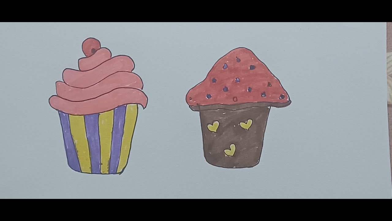 Draw and color muffins .very easy drawing for children - YouTube