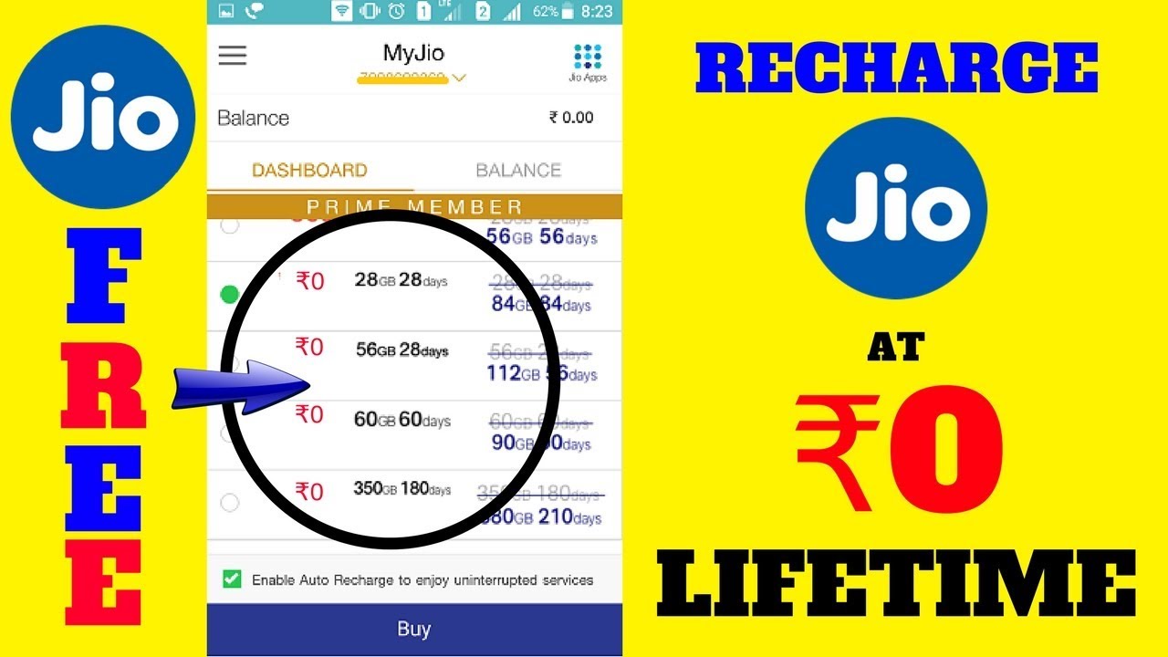 Recharge Jio Rs 399/- PLAN FOR FREE 2017(Hindi-हिन्दी )|| LifeTime FREE ...