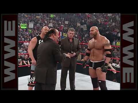Goldberg accidently spears "Stone Cold" after brutally spearing Heyman ...