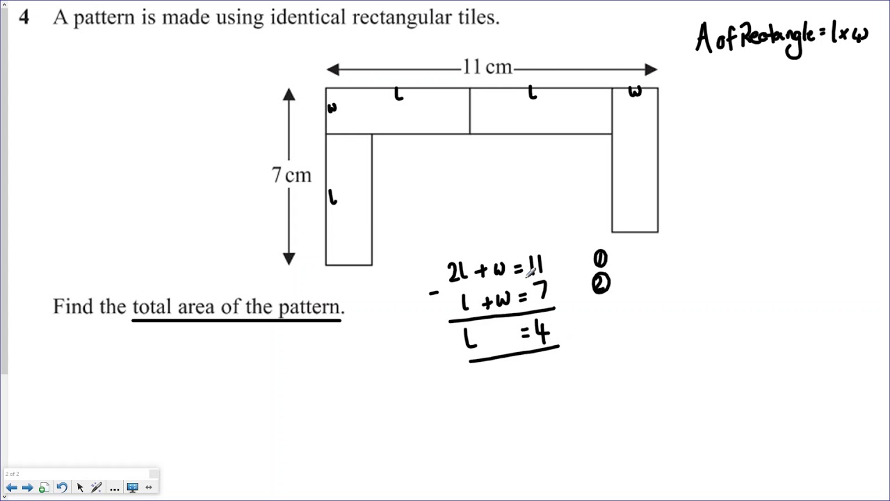 Edexcel Specimen 1 P1 Q4 Grade (4-5) 'Simultaneous Equations, Area of ...
