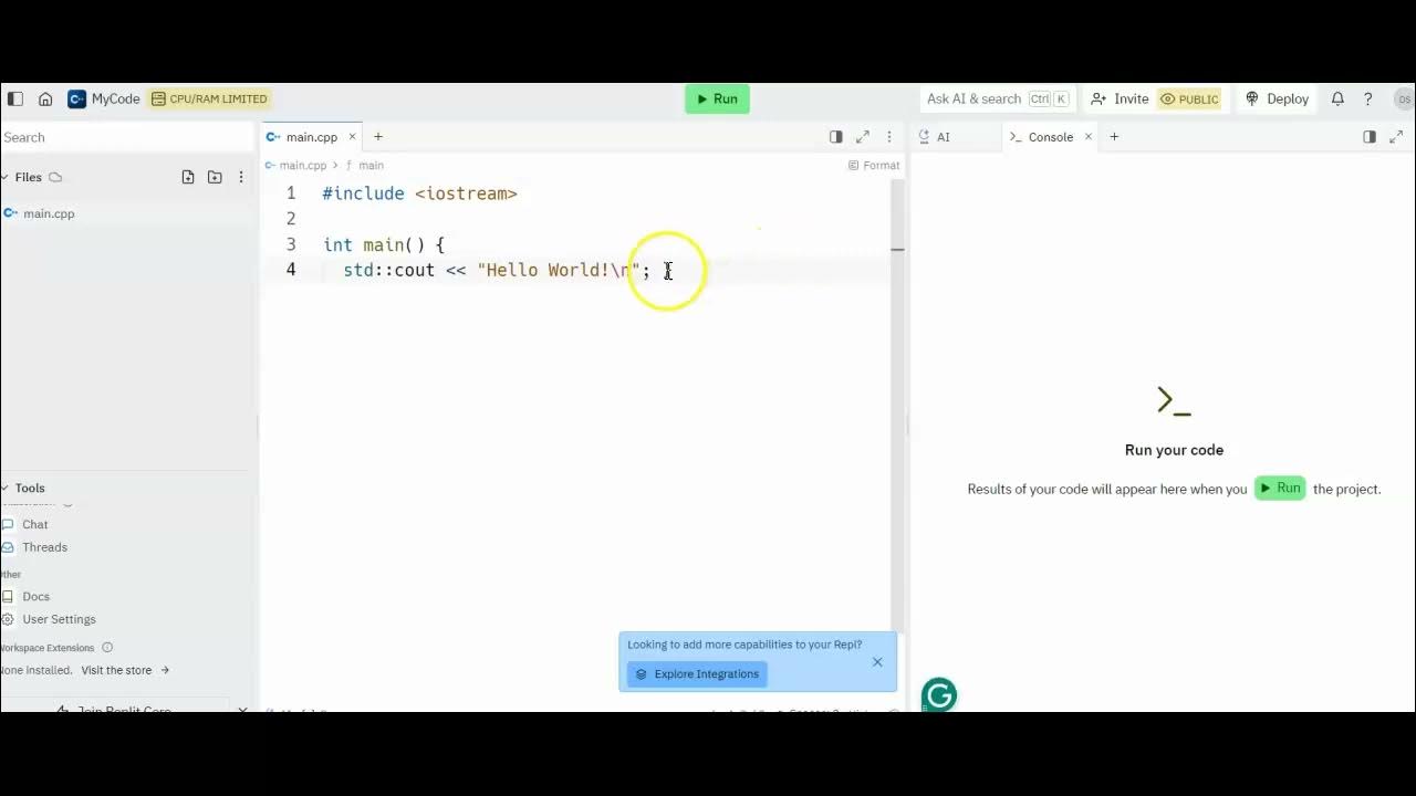 How to Use Replit To Create a C++ Program - YouTube