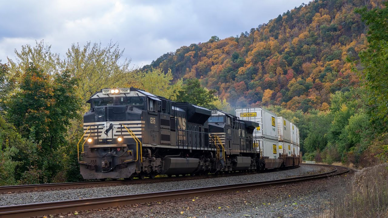 Norfolk Southern Pittsburgh Line with Colorful Fall Foliage - YouTube