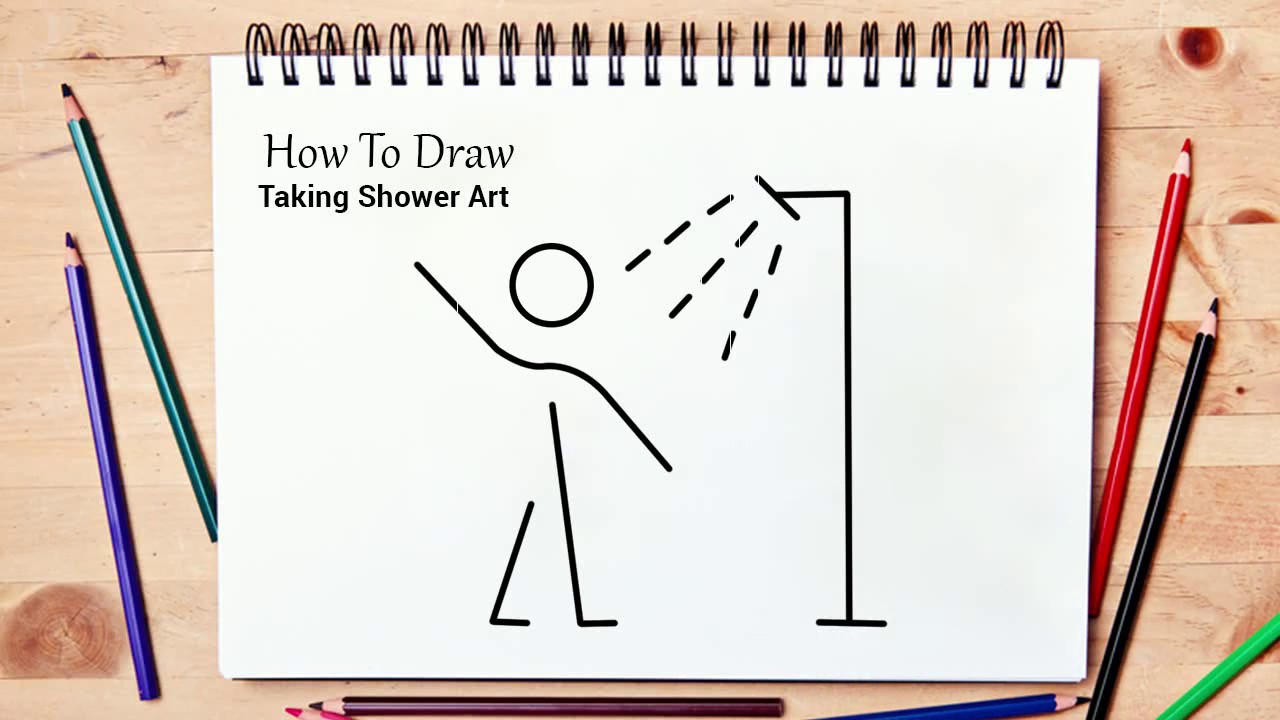 How To Draw StickMan Taking Shower Art - YouTube