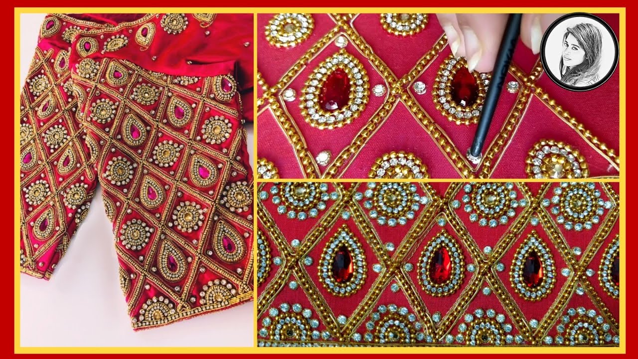 Maggam Work With Normal Needle (All over Hand Design # 5) - YouTube