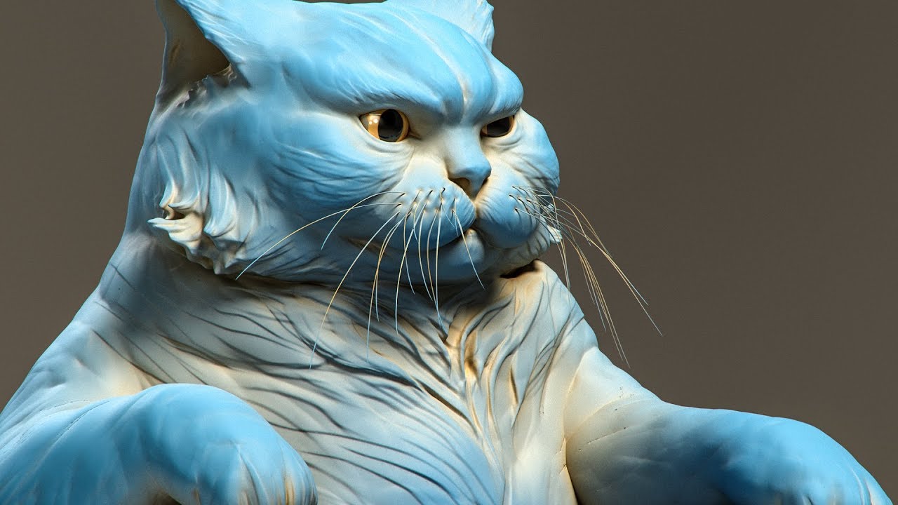 Sculpting a cat in Zbrush. Timelapse - YouTube