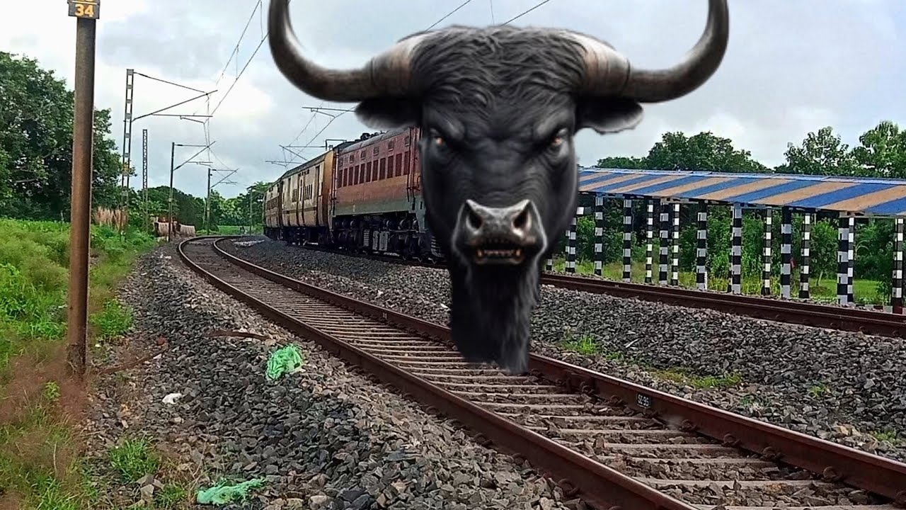 Angry Black Buffalo Headed WAP-4 Locomotive Powering Malda Intercity ...