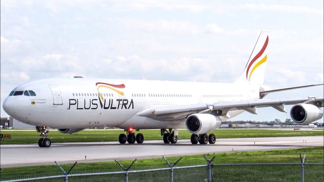 Plus Ultra Airbus A340-300 (A343) landing & departing Montreal (YUL ...