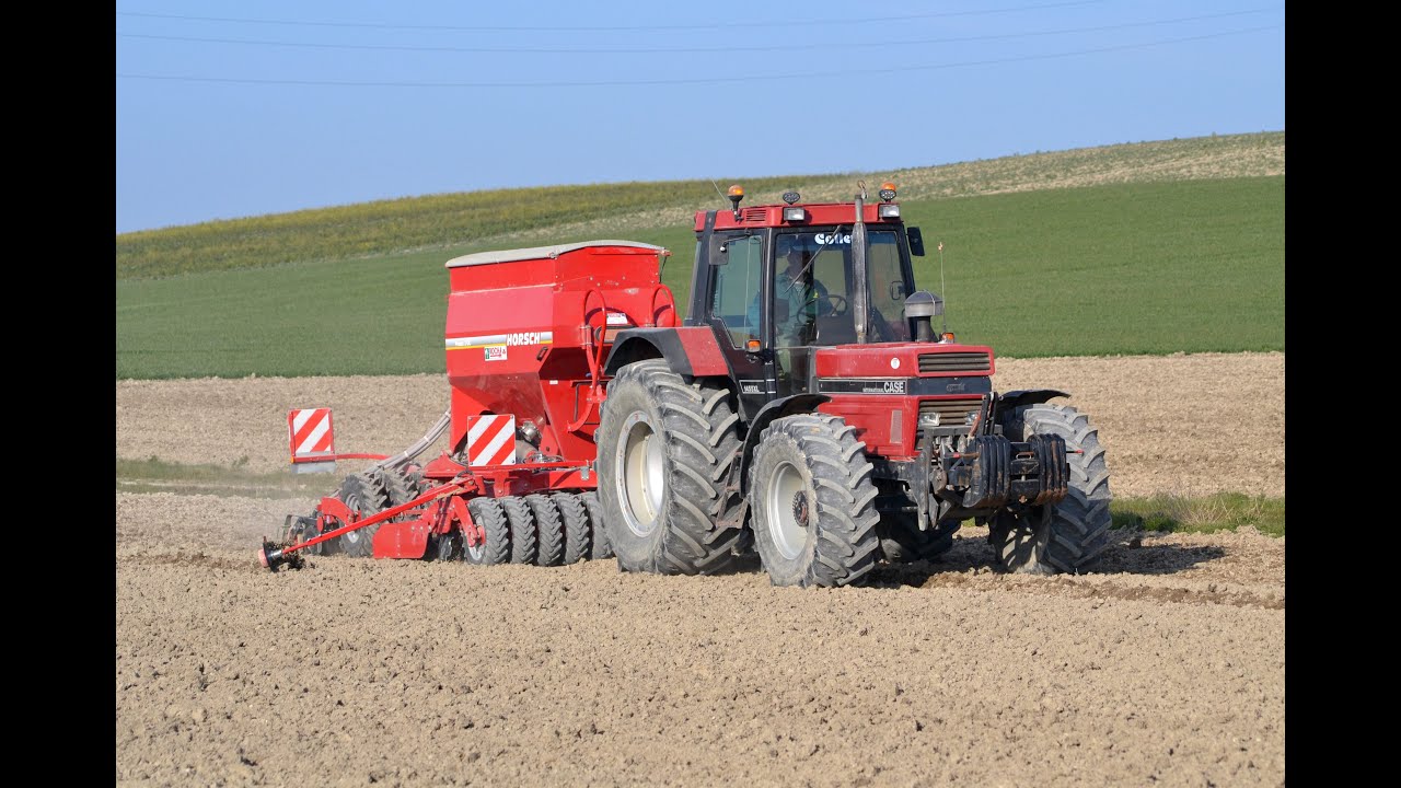 CASE IH 1455 XL et HORSCH PRONTO 3 DC au semis de l'orge en 2016 - YouTube