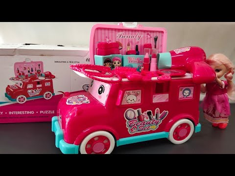 6 Minutes Satisfying with Unboxing Doll Pink Mini Bus Beauti set ASMR ...