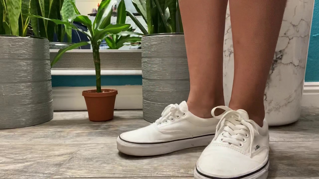 Dirty stinky sweaty feet no socks taking off dirty white vans - YouTube