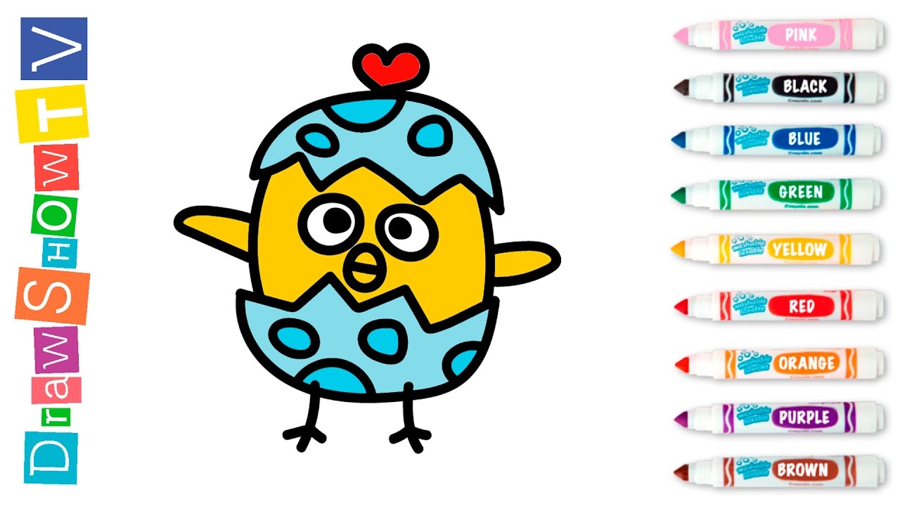 Colours for Kids How to Draw Chicken little Komo | Coloring Book Video ...