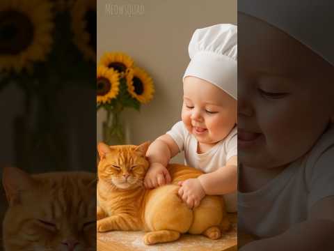 Cat farts and makes a baby laugh