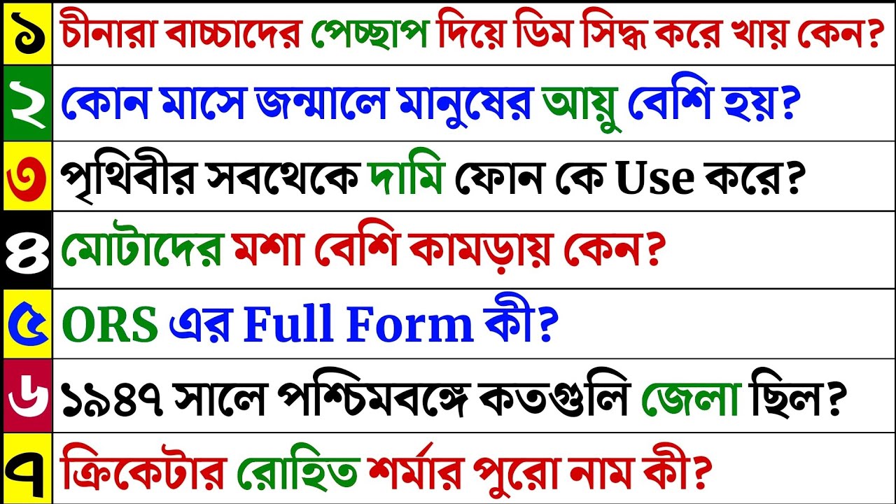 Bangla Gk question answer/Gk Bangla/Bangla Gk/Bangla Quiz/Quiz Bangla ...