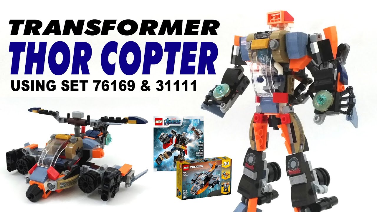 Tutorial: Transformer Helicopter from LEGO set 76169 and 31111 - YouTube