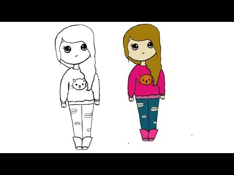 How to draw a Cartoon Girl Easy - YouTube
