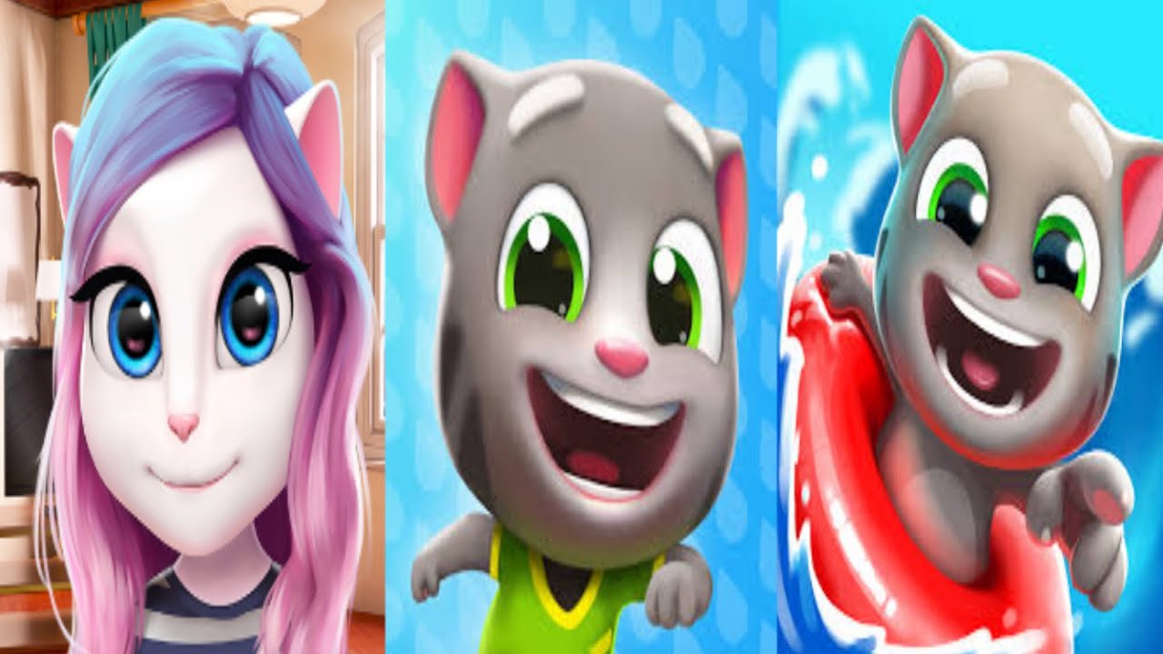 Talking Angela Colour Splash VS Talking Tom Gold Run VS Talking Tom ...