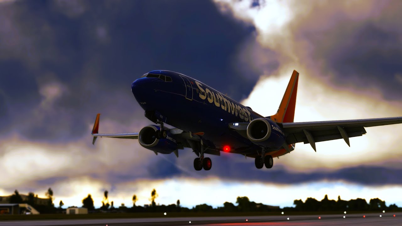 Smooth Takeoff into Hard Crosswind Landing. Southwest Airlines 737 KLAX ...
