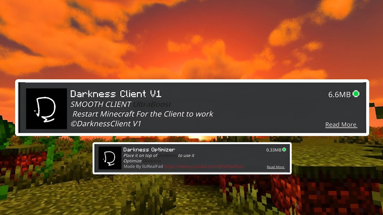 DARKNESS CLIENT V1 FOR MCPE 1.21+ | [FPS BOOST] - YouTube