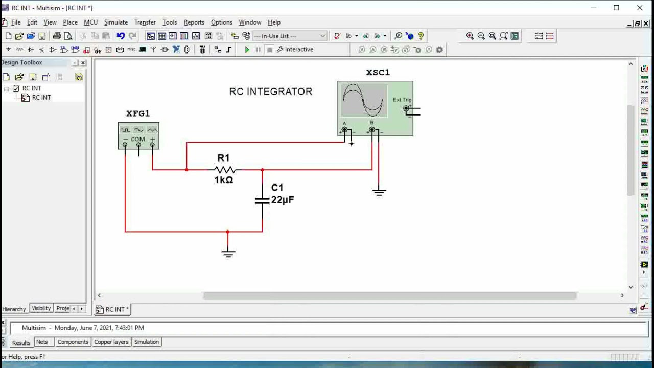RC Integrator Circuit Simulation using Multisim 14.2 - YouTube