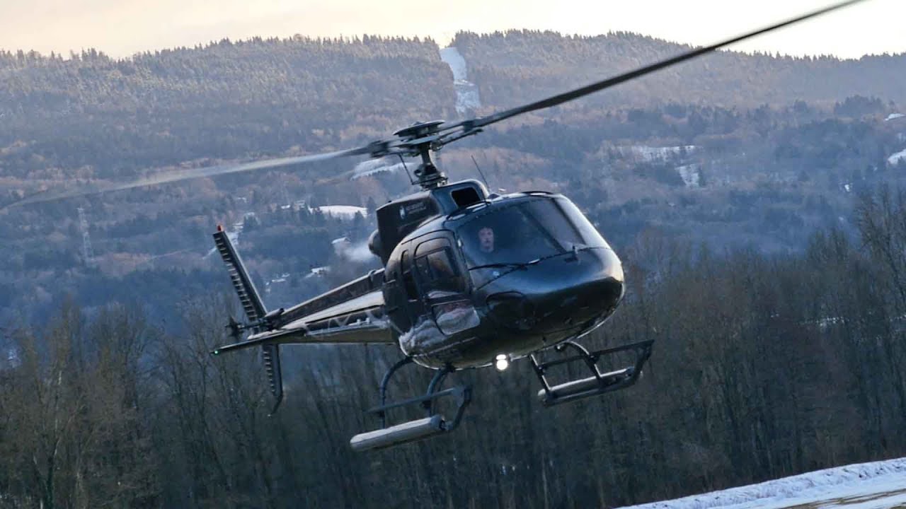 Helicopters take off and landing in french alps - YouTube