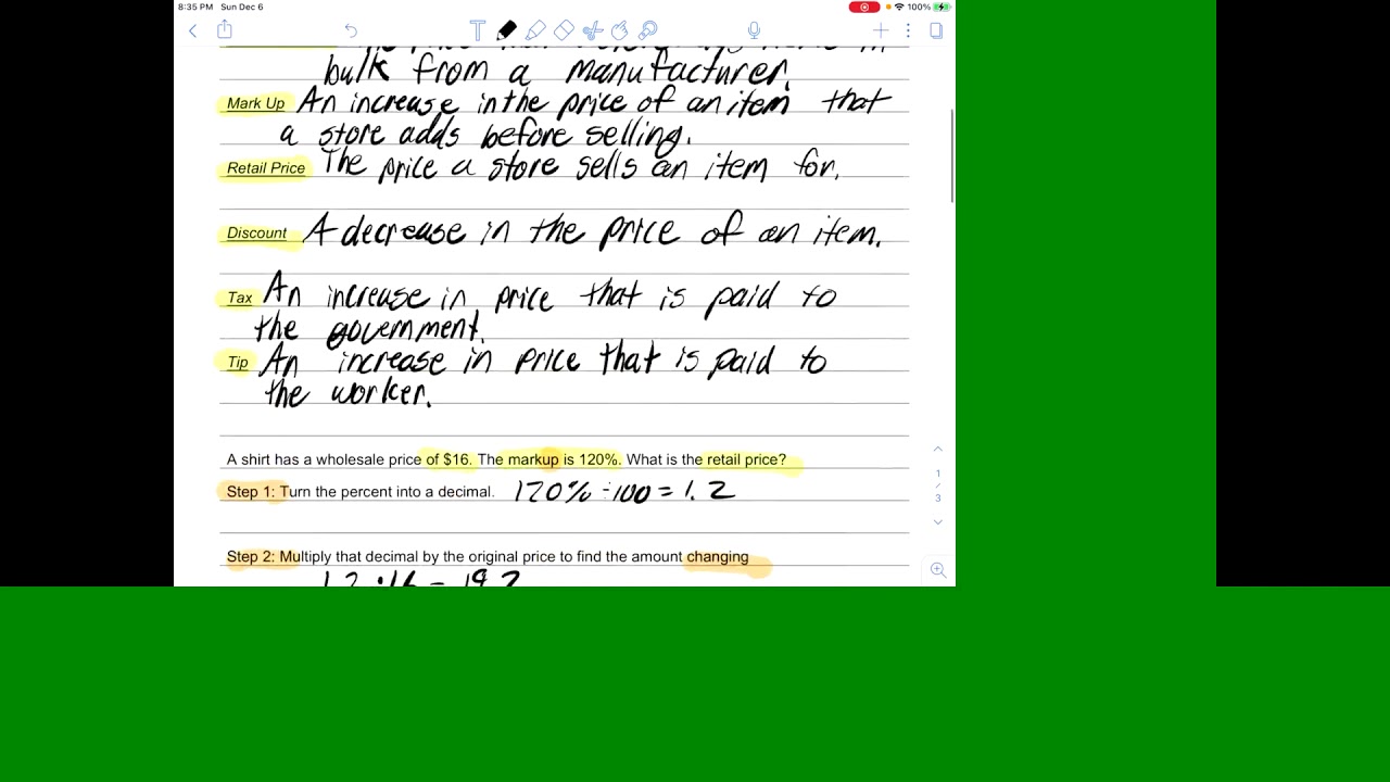 Discount, Tax, Tip, and Markup - YouTube