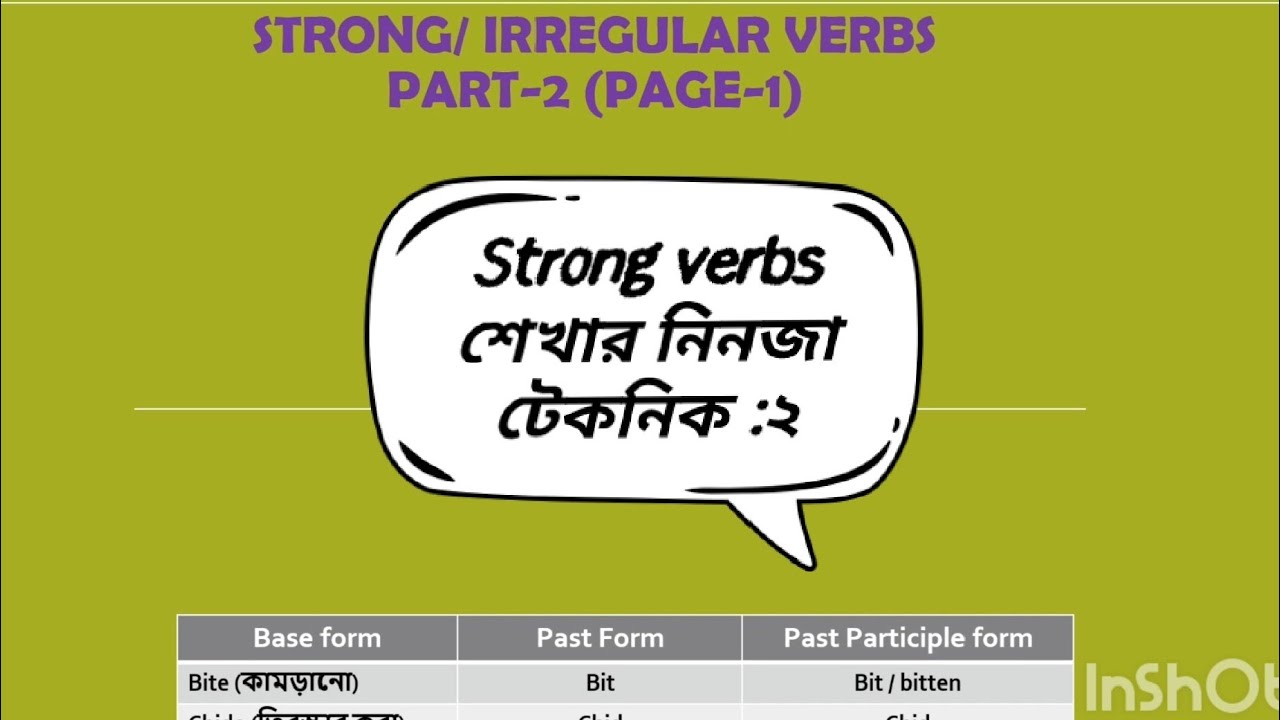 Strong Verbs: Part 2 #verbs #strongverbs #grammar - YouTube