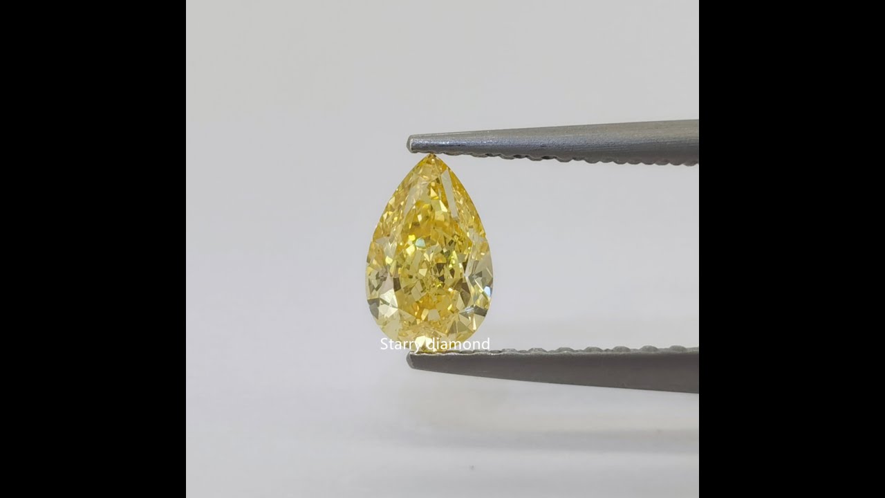 1.0ct Pear Shape Fancy Yellow Lab Grown Diamond - YouTube