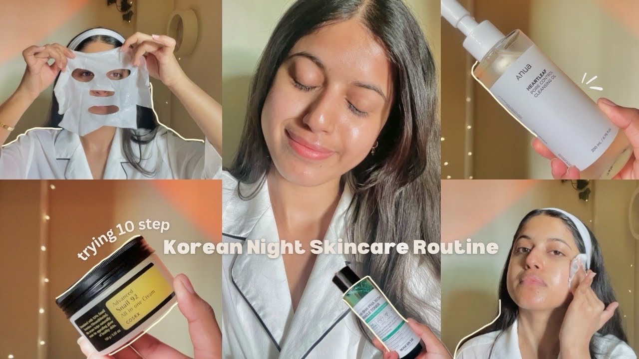 i tried *10 steps korean night skincare* routine🌟🌷 using viral korean ...